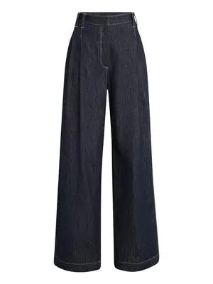 Brunello Cucinelli Double-pleated Wide-leg Jeans - C001 Denim Blue