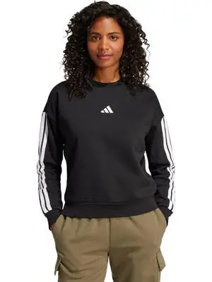 Adidas Essentials 3-stripes Fleece Sweatshirt - Black / White