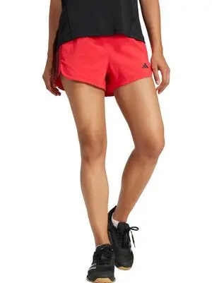 Adidas Pacer Training 3-stripes Woven High-rise Shorts - Pure Ruby / White