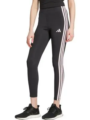 Adidas Essentials 3-stripes Cotton Leggings - Black / Clear Pink