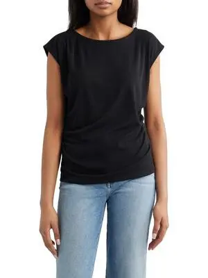 Wit & Wisdom Cap Sleeve Ruched Top - Black