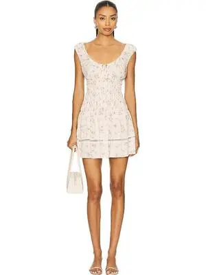 Tularosa Loren Mini Dress - Cream & Lavender Floral