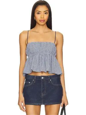 MORE TO COME Bailey Cami Top - Navy Gingham