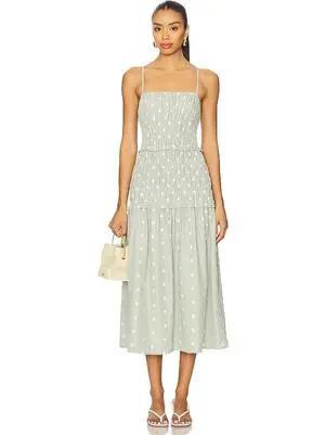 MAUDE CLUB Madison Dress - Light Green Embroided Dots