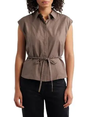 Wit & Wisdom Cap Sleeve Peplum Top - Oyster Mushroom