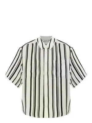 ANINE BING Striped Short-sleeve Shirt - Neutrals
