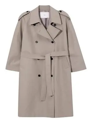 DUNST Oversized Trench Coat With Belt - Beige