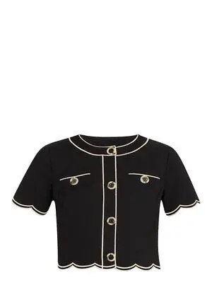 Ramy Brook Sandra Scallop-trim Top - Black