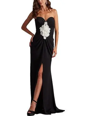 Tadashi Shoji Sirota Center-front Ruffle Gown - Black