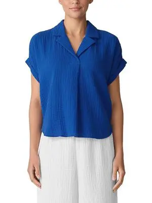 Eileen Fisher Notch Collar Top - Blue Bird