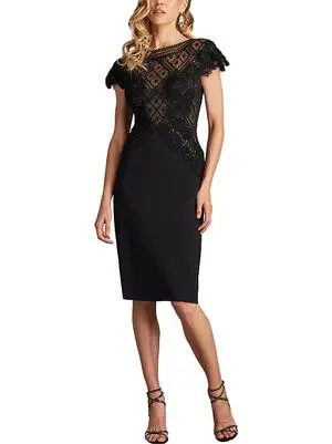 Tadashi Shoji Madigan Embroidered Bodice Cocktail Dress - Black