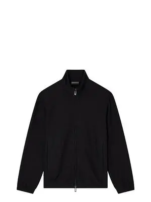 Emporio Armani Full-zip Lyocell-blend Jacquard Jersey Sweatshirt - Black