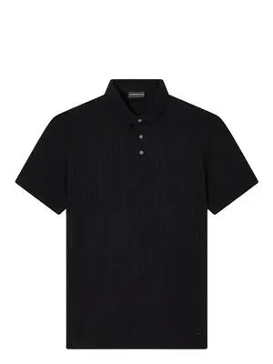 Emporio Armani Jacquard Jersey Polo Shirt - Black