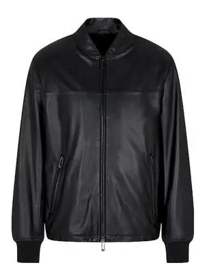 Emporio Armani Nappa Lambskin Blouson - Black