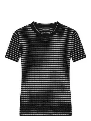 Emporio Armani Ribbed T-shirt With Striped Motif - Black