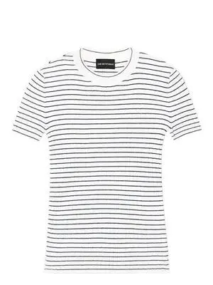 Emporio Armani Ribbed T-shirt With Striped Motif - White
