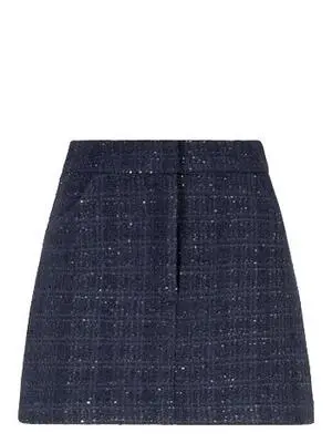 Emporio Armani Lurex Tweed Mini Skirt With Micro Sequins - Blue