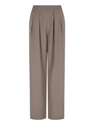 Emporio Armani Technical-cady Trousers With Elasticated Waistband - Brown