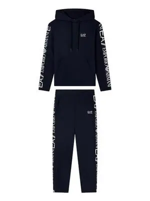 EA7 Stretch Cotton-jersey Tracksuit With Logo - Natural