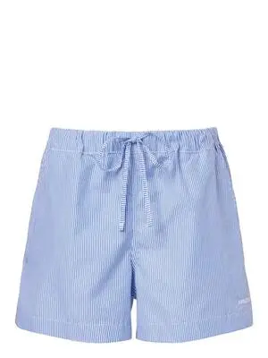 Hunza G Striped Cotton Poplin Shorts - Blue