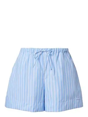 Hunza G Striped Cotton Poplin Shorts - Blue