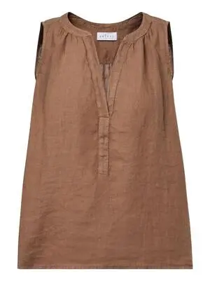 Velvet By Graham & Spencer Velvet Tacy Linen Top Brown