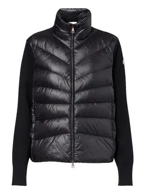 Moncler Down-paneled Virgin Wool Cardigan - Black