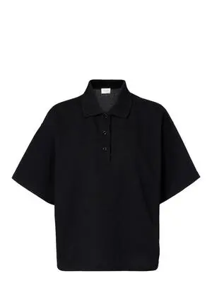 Saint Laurent Cassandre Cotton-blend Piqué Polo Shirt - Black