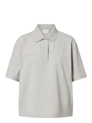 Saint Laurent Saint Laurent Cassandre Cotton-Blend Piqué Polo Shirt Grey