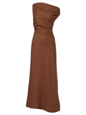 FAITHFULL THE BRAND Suis Asymmetric Linen Maxi Dress
