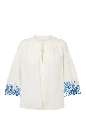 Velvet By Graham & Spencer Blake Embroidered Cotton Blouse - White