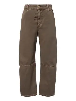 Velvet By Graham & Spencer Alexis Cotton Twill Barrel-leg Pants - Brown
