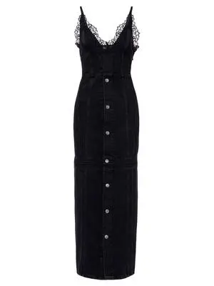 Stella McCartney Lace-trimmed Denim Maxi Dress - Black