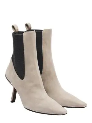 Brunello Cucinelli Monili Suede Ankle Boots - Beige
