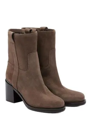 Brunello Cucinelli Monili Suede Ankle Boots - Brown