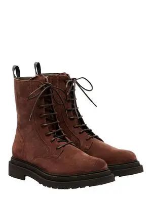 Brunello Cucinelli Monili Suede Ankle Boots - Brown