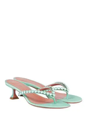 Amina Muaddi Gigi 45 Embellished Thong Sandals - Green