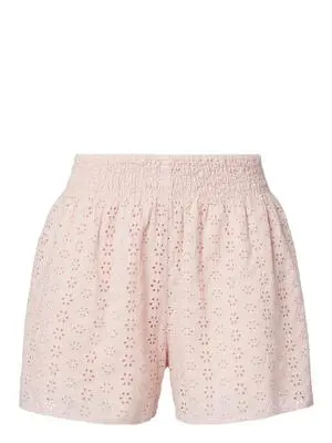 Velvet By Graham & Spencer Iris Embroidered Cotton Poplin Shorts - Pink