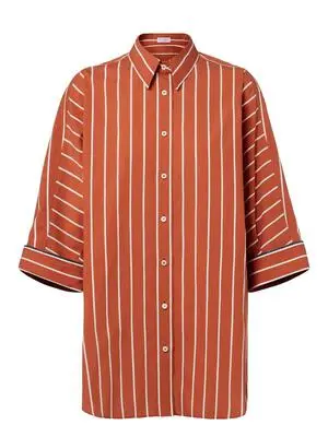 Brunello Cucinelli Striped Cotton-blend Shirt - Orange