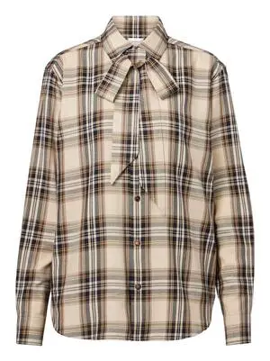 Saint Laurent Cassandre Plaid Cotton-blend Shirt - Multicoloured