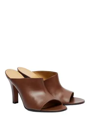 THE ROW Signum 90 Leather Mules - Brown