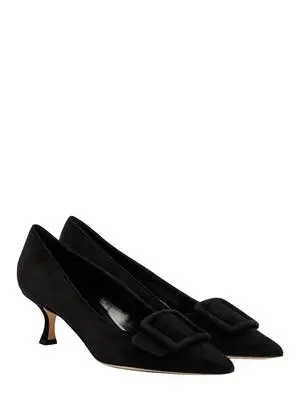 Manolo Blahnik Maysale 50 Suede Pumps - Black