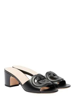 Gucci Interlocking G Leather Mules - Black