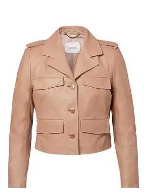 Dorothee Schumacher Sleek Cropped Leather Jacket - Brown