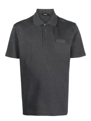 Versace Logo-patch Cotton Polo Shirt - Grey