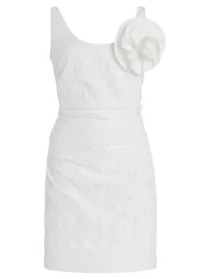 Bernadette Gisele Brooch-detailed Camellia-embossed Mini Dress - Ivory