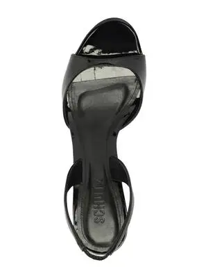 Schutz Scarlett Leather Mid-heel Slingback Sandals - Black