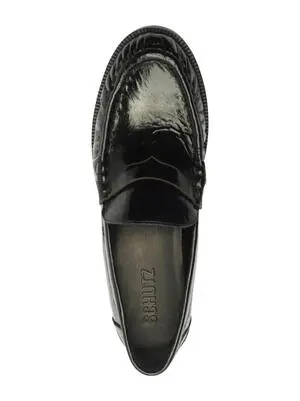 Schutz Tyche Shiny Leather Penny Loafers - Black