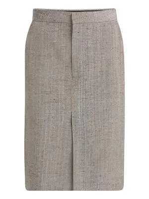 Bottega Veneta Knotted Mélange Straight Midi Skirt - Brownmulti