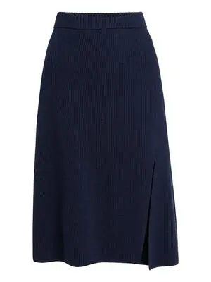 Moncler Wool-cashmere Midi Skirt - Navy